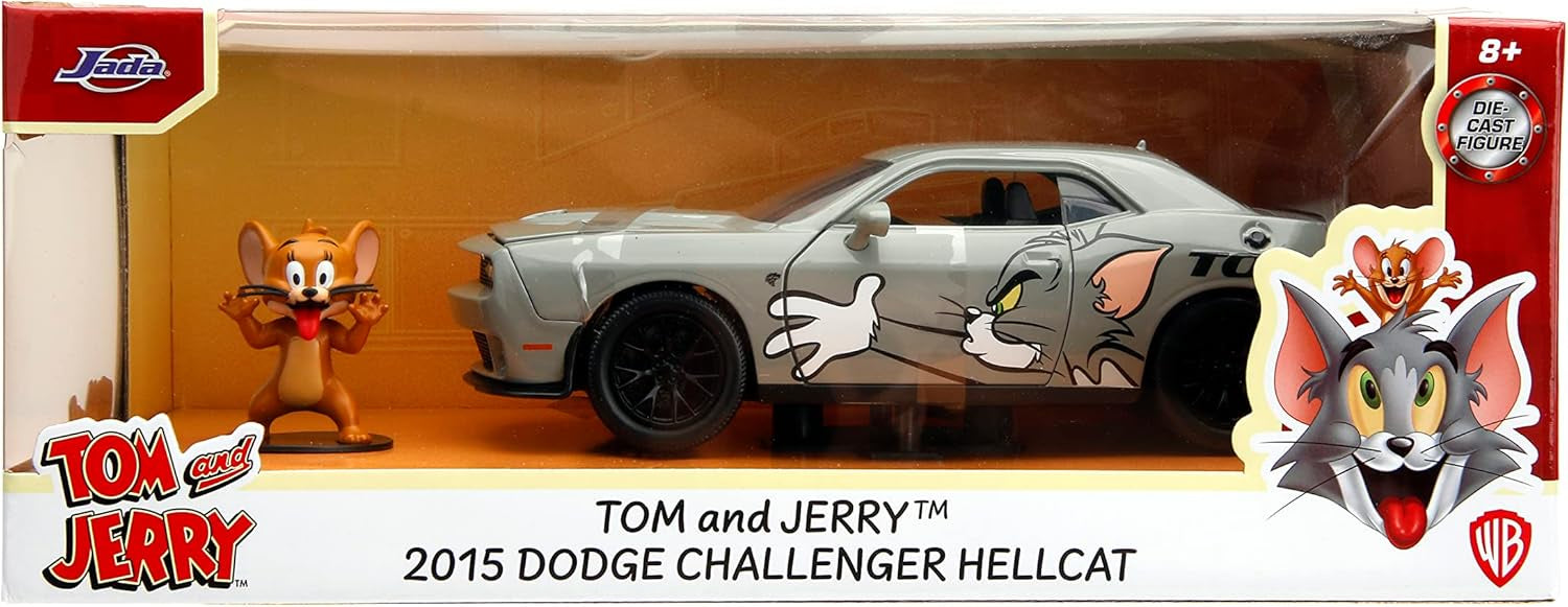 TOM & JERRY - Jerry & 2015 Dodge Challenger Hellcat Jada 1:24 Scale Di ...
