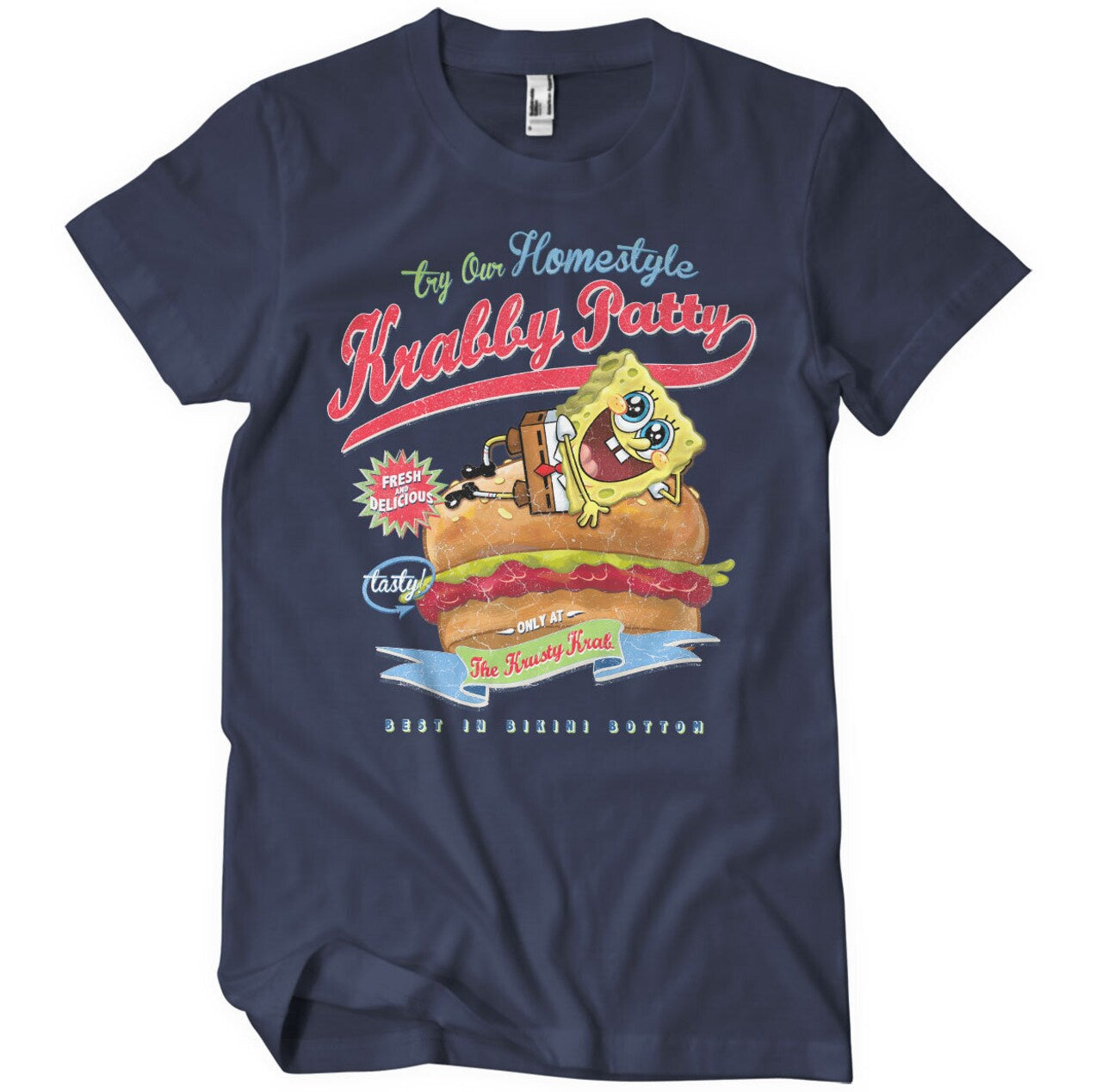 SPONGEBOB SQUAREPANTS - Homestyle Krabby Patty Navy T-Shirt – Cool-Merch